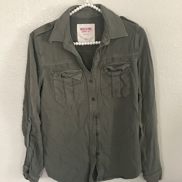 Mossimo Supply Co. | Tops | Mossimo Supply Co Olive Green Fall Shirt ...